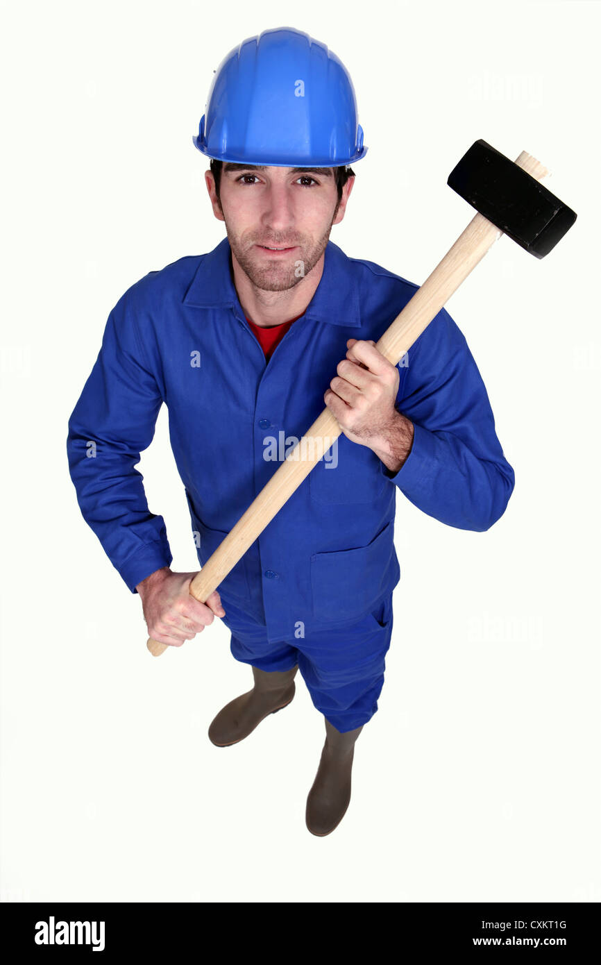 Laborer isolated on white background Stock Photo - Alamy