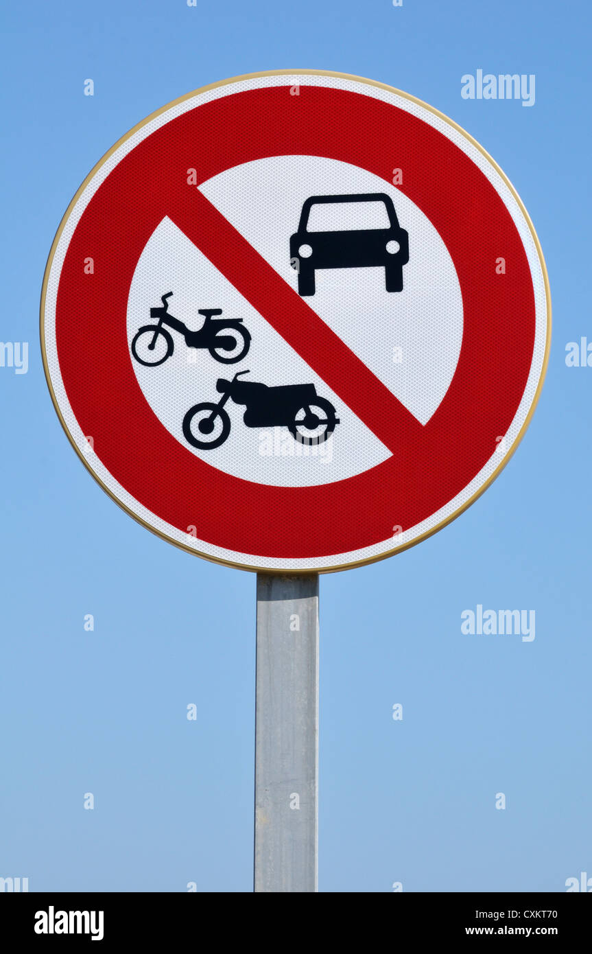 No Motor Vehicles Sign, Sete, Herault, France Stock Photo - Alamy