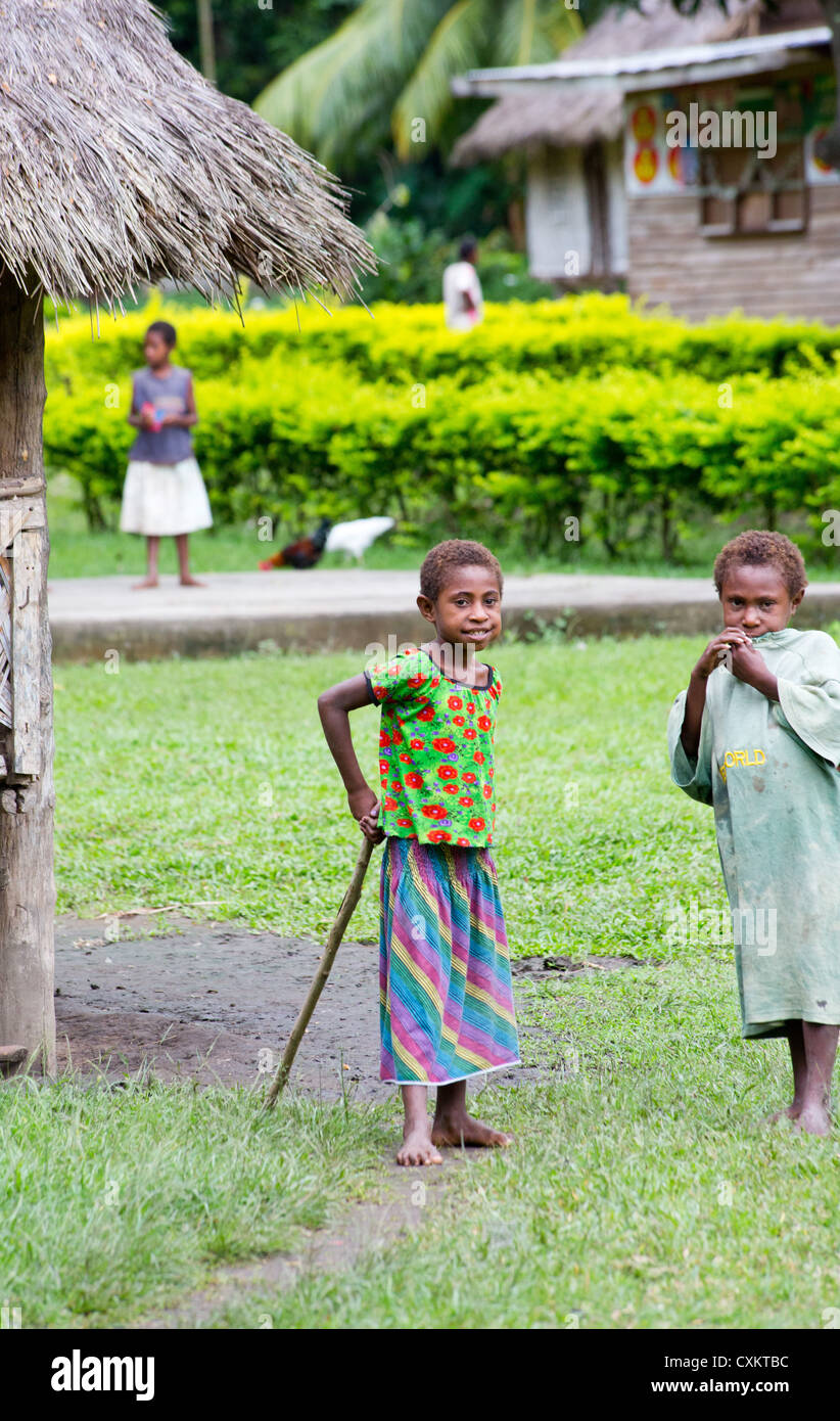 Young children in a small village in the Erap Valley, Papua New Guinea ...
