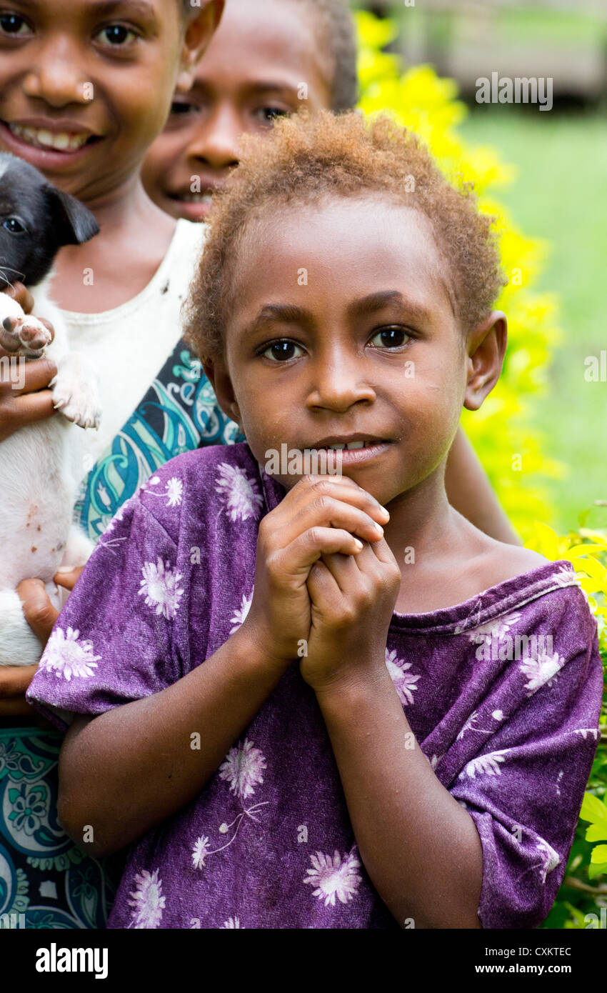 Young village children smiling, Erap valley, Papua New Guinea Stock ...