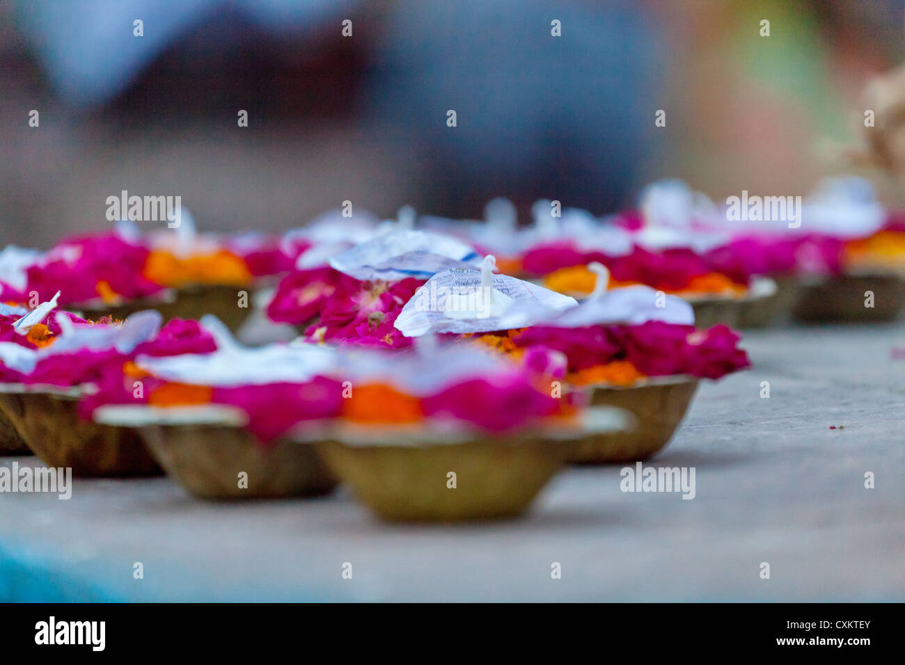 Offering Cups in Varanasi Stock Photo - Alamy