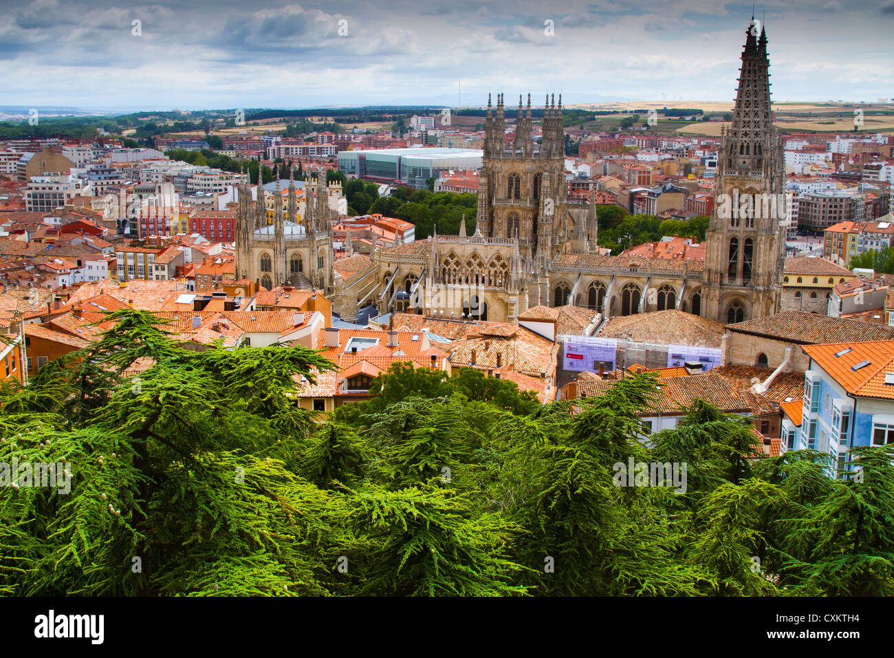 Cathedral and city view. Burgos city. Castile and Leon, Spain Stock ...