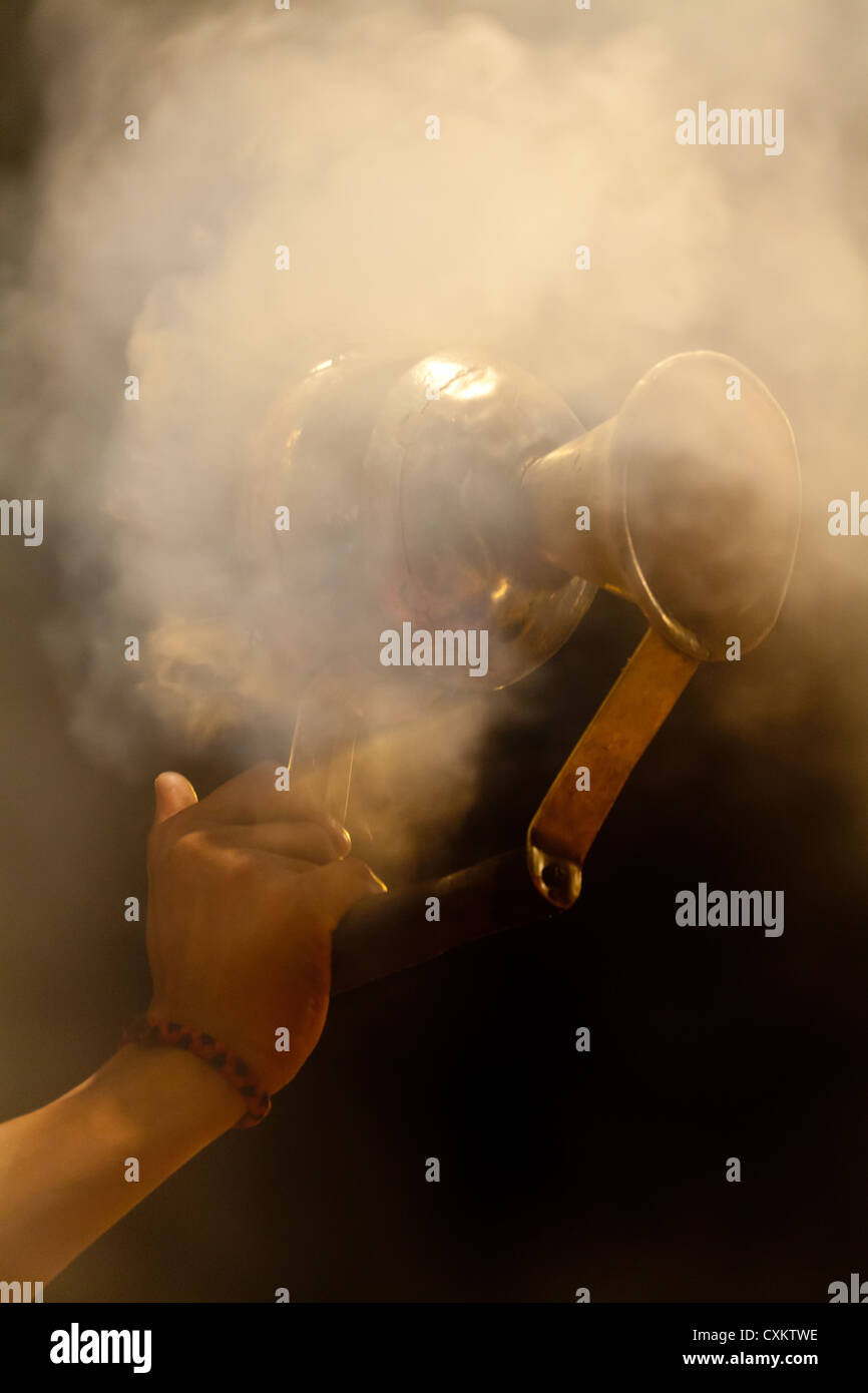 Smoking Pot at a Hindu Ceremony in Varanasi in India at Night Stock ...