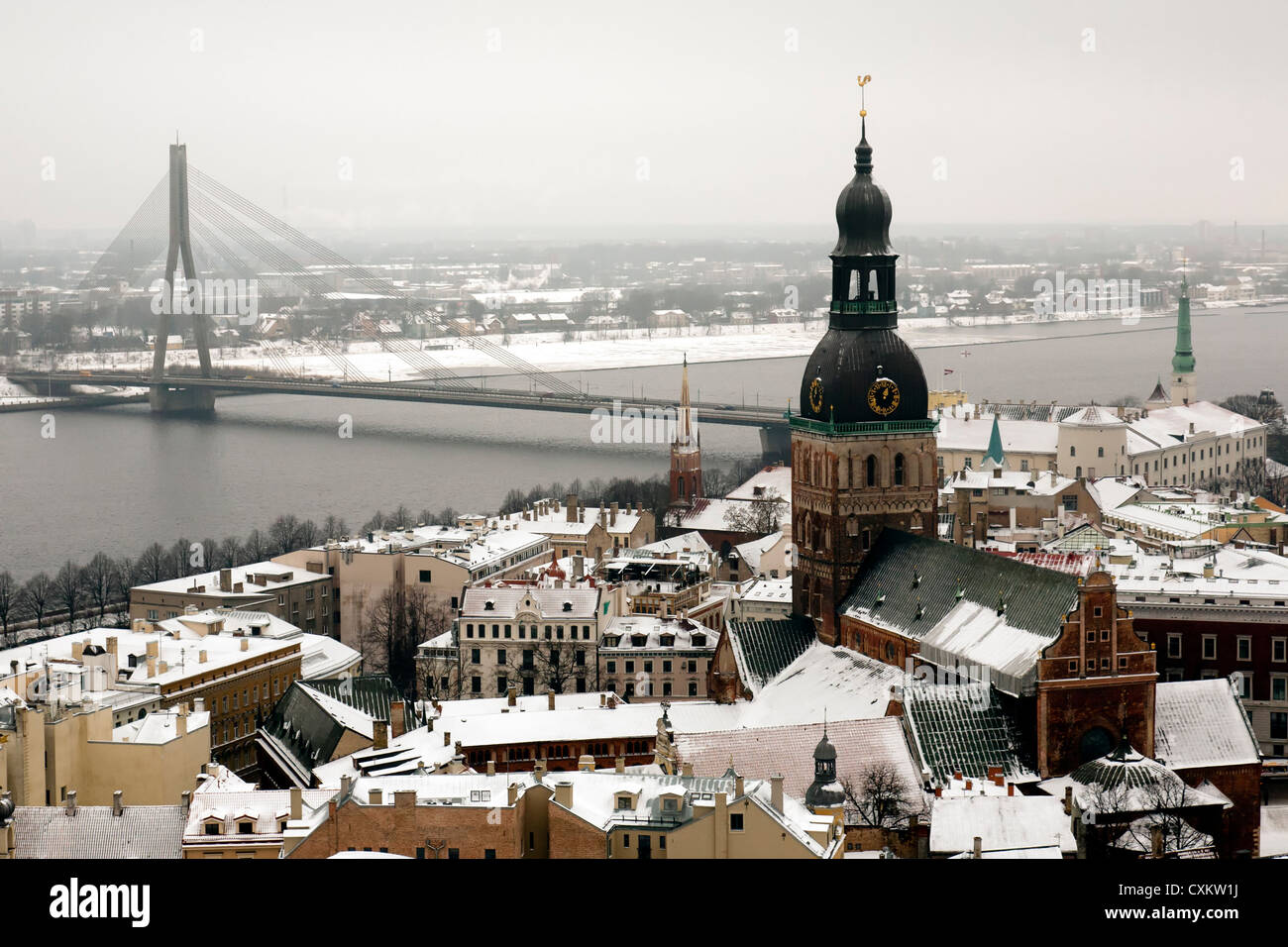 Aerial view of Riga in the winter. The temperature at the time was -20C ...