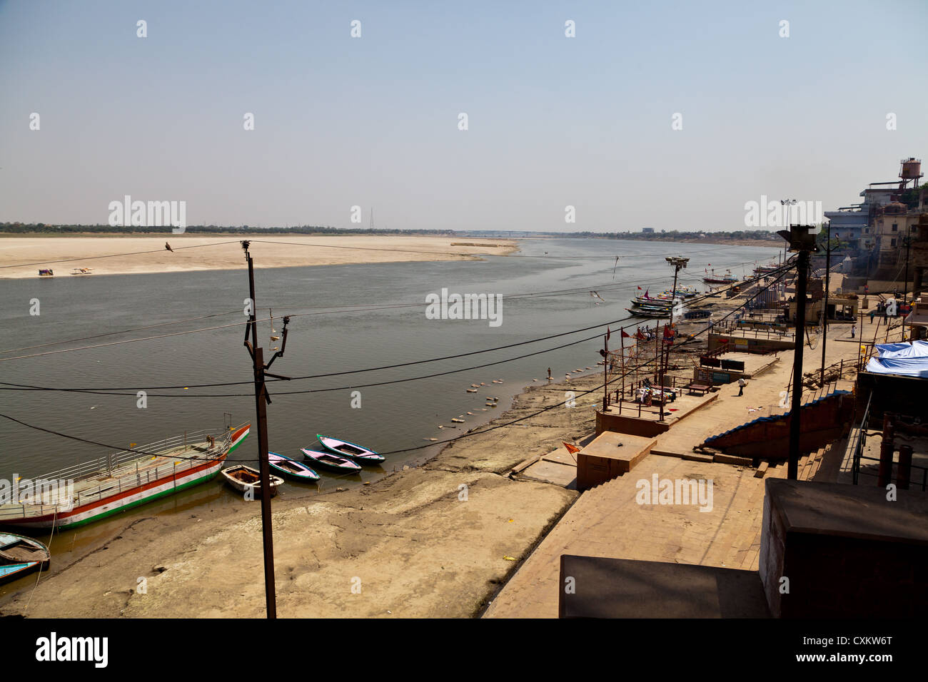 View over the Riverfront of the River Ganges in Varanasi in India Stock ...