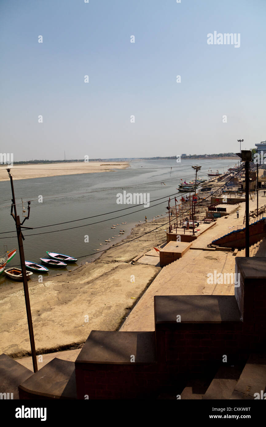 View over the Riverfront of the River Ganges in Varanasi in India Stock ...