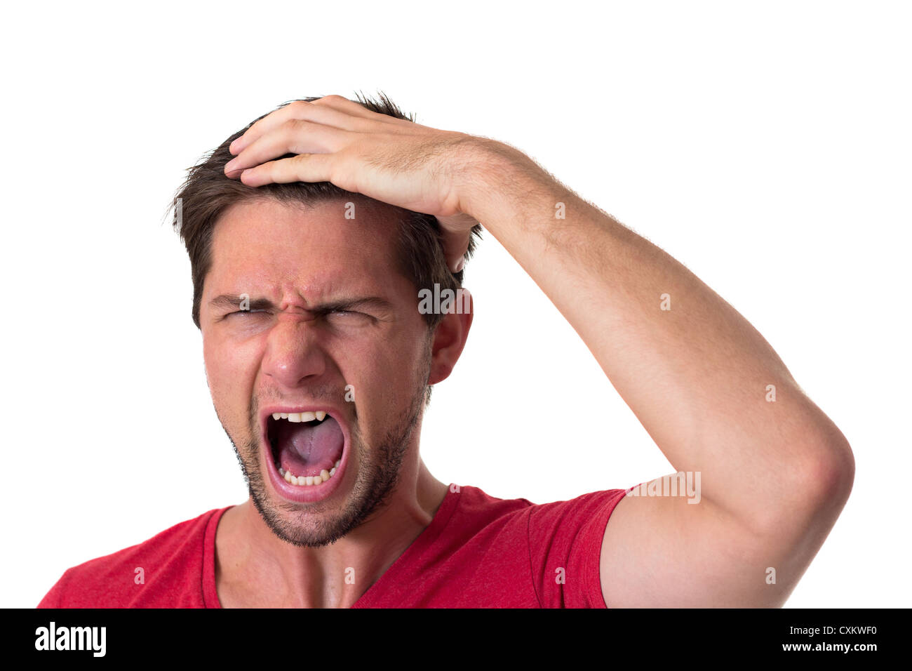 Young European Man Screaming Stock Photo - Alamy