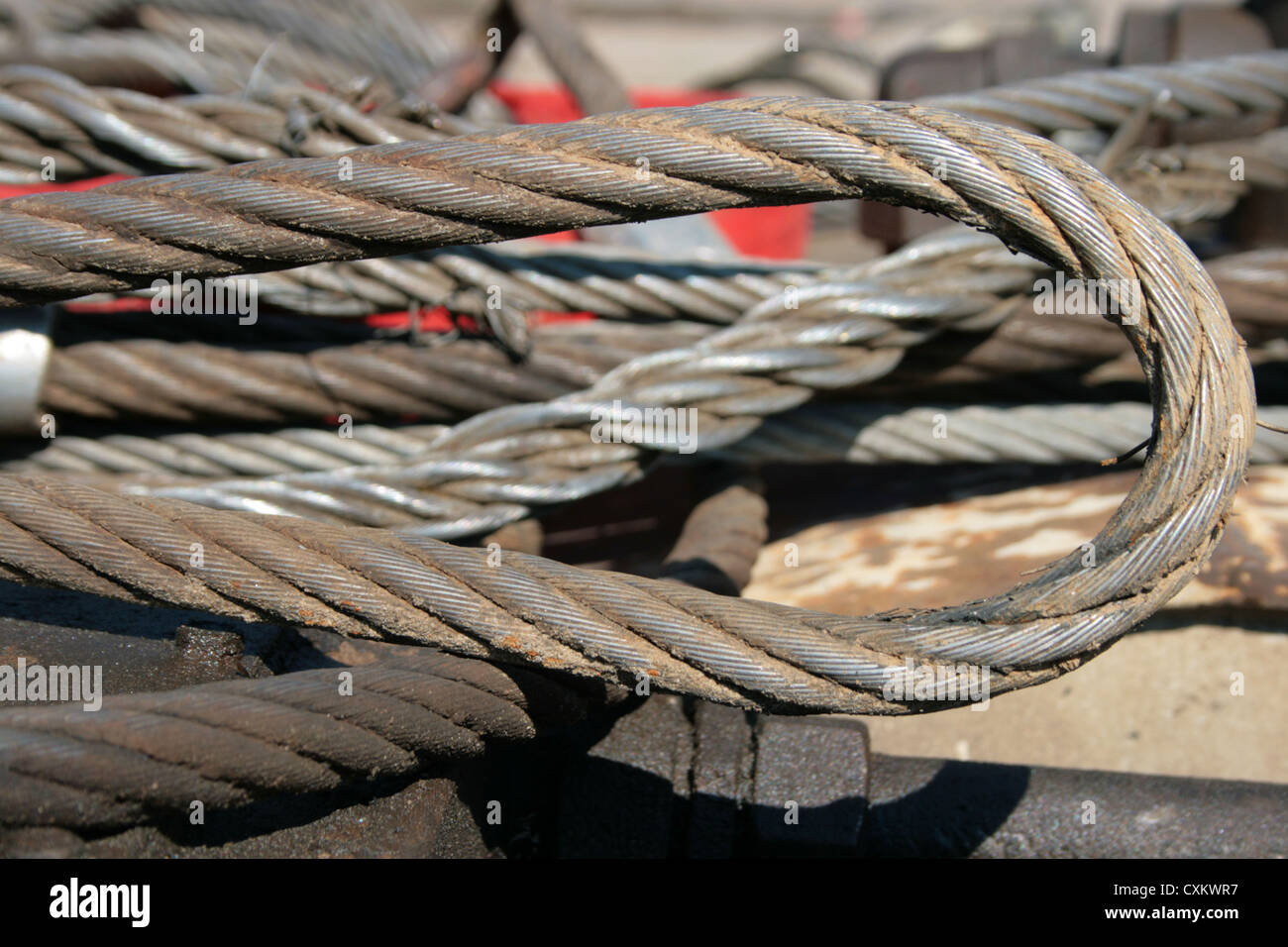 Detail of a galvanized wire rope Stock Photo - Alamy