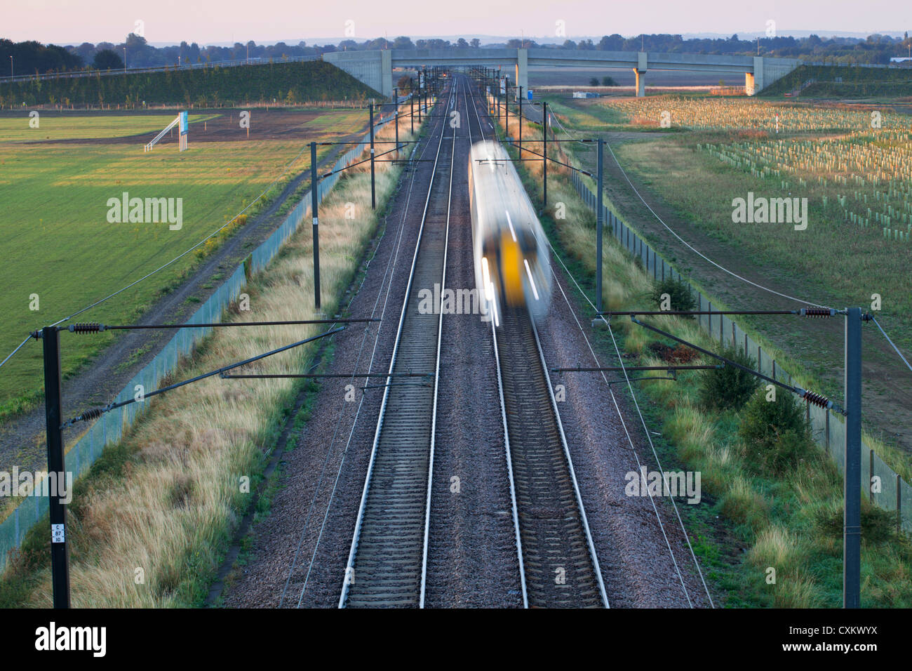 Intercity train on railway track, Cambridge England UK Stock Photo - Alamy