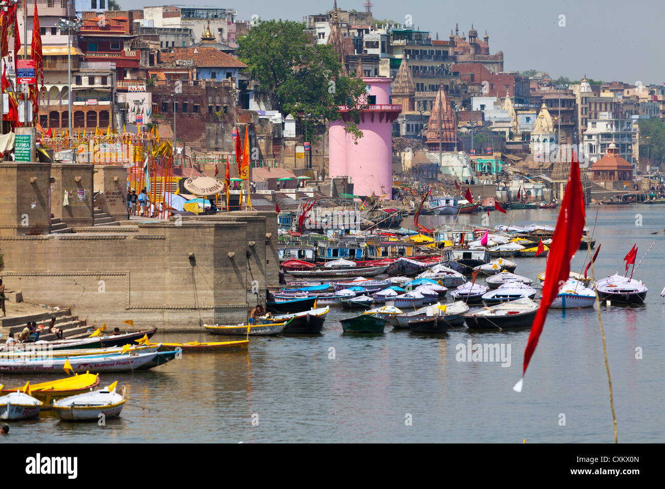 View over the Riverfront of the River Ganges in Varanasi in India Stock ...
