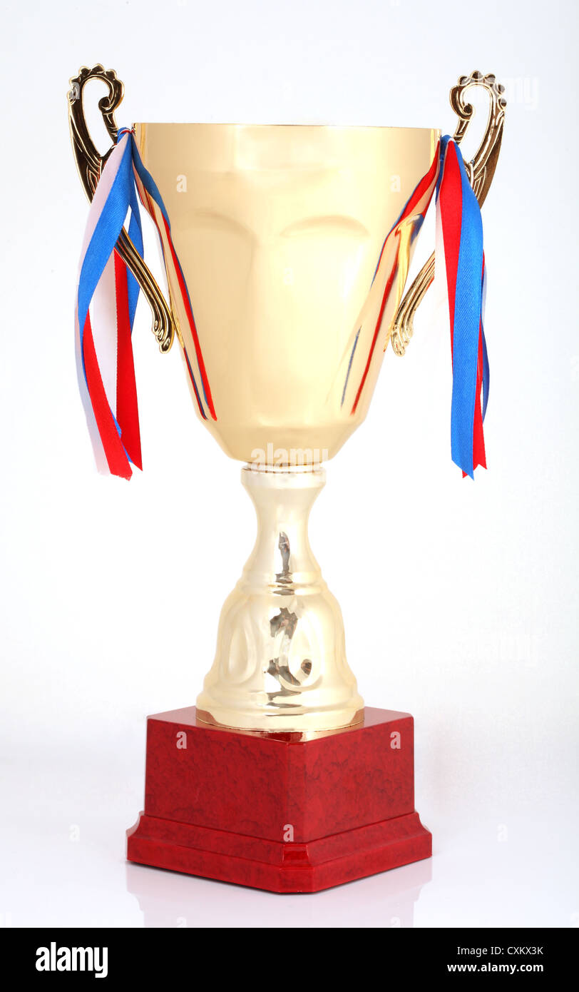 The golden trophy closeup Stock Photo - Alamy