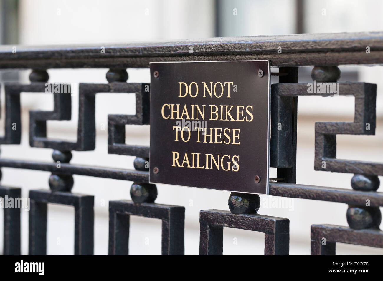 Bike railings sign hi-res stock photography and images - Alamy