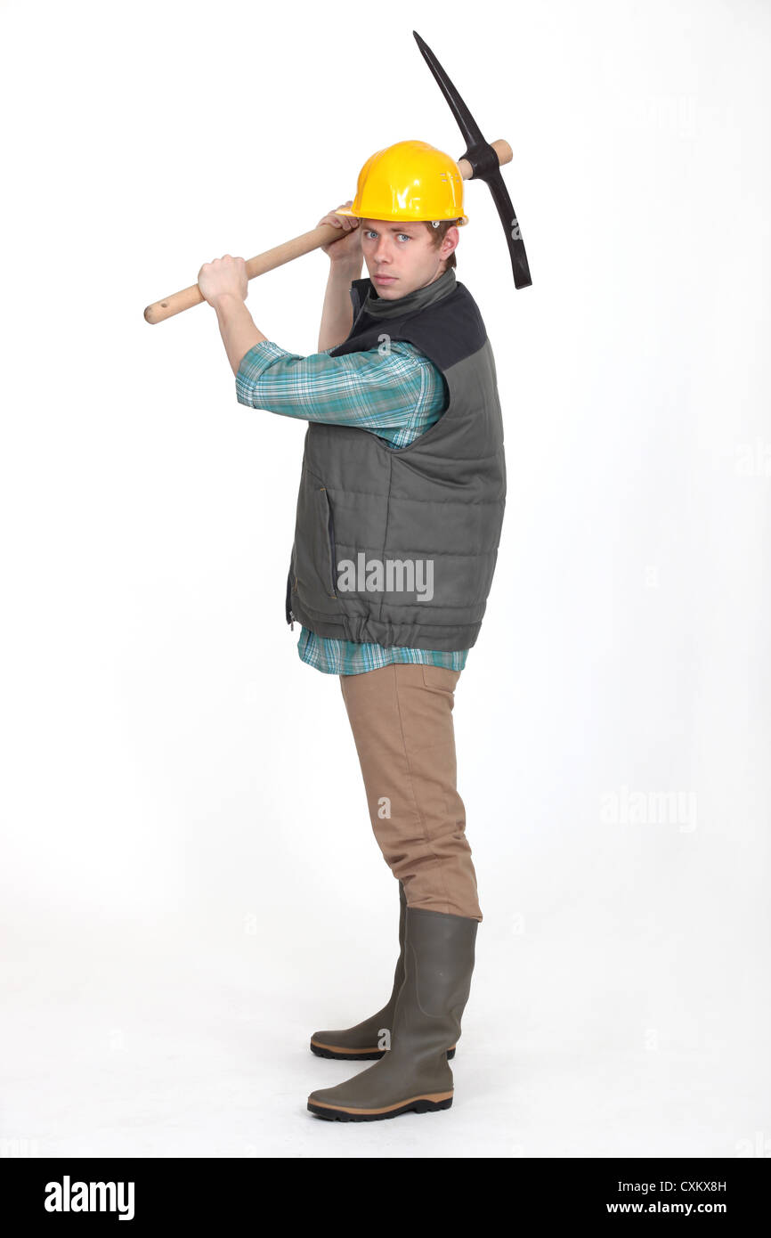 Pickaxe holding hi-res stock photography and images - Alamy