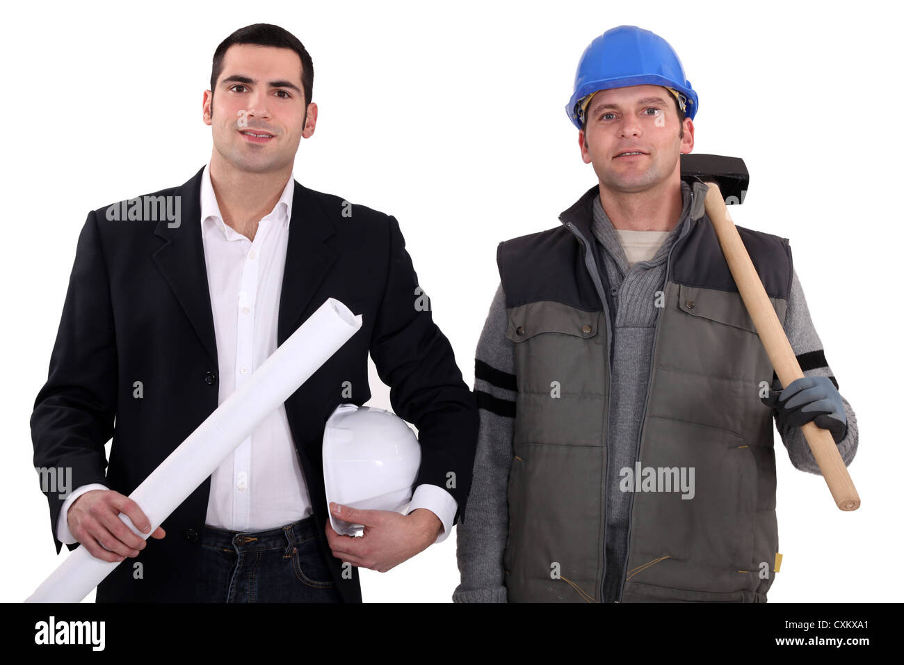 Architect with a construction worker Stock Photo - Alamy
