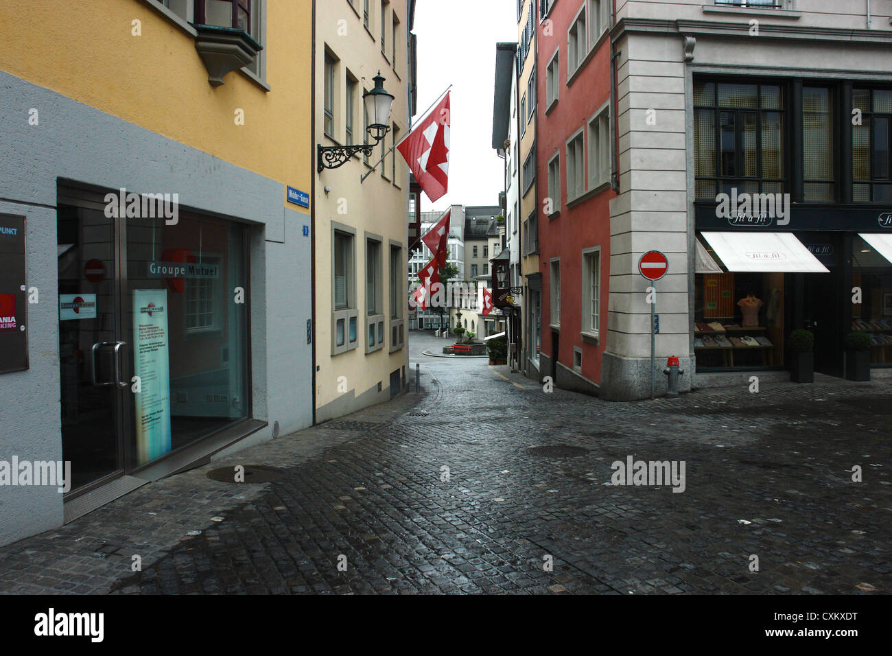 A narrow passage in Zurich in Switzerland. The road was very narrow at ...