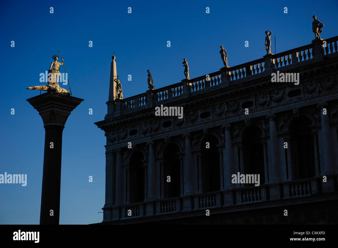 Saint Theodore and the Sansovino's Library, Venice, Italy Stock Photo ...