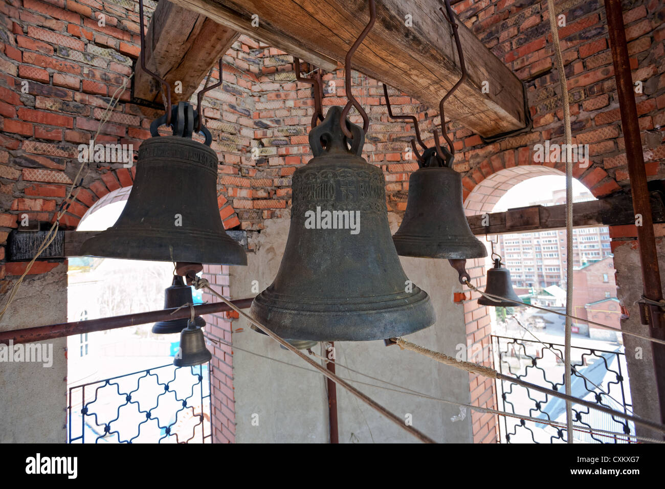 Mechanical church bells in orthodox church tower Stock Photo - Alamy