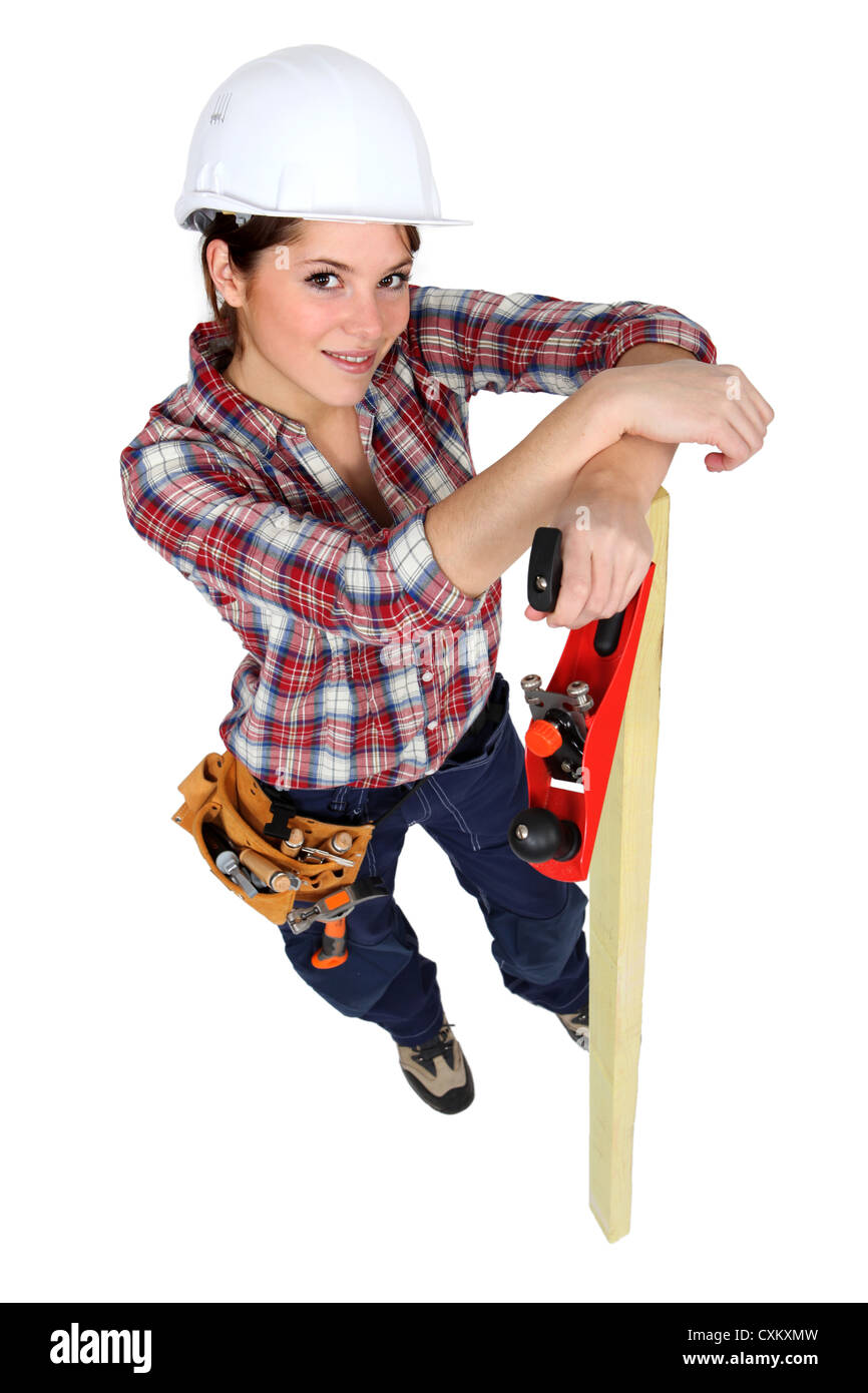 beautiful female carpenter Stock Photo - Alamy