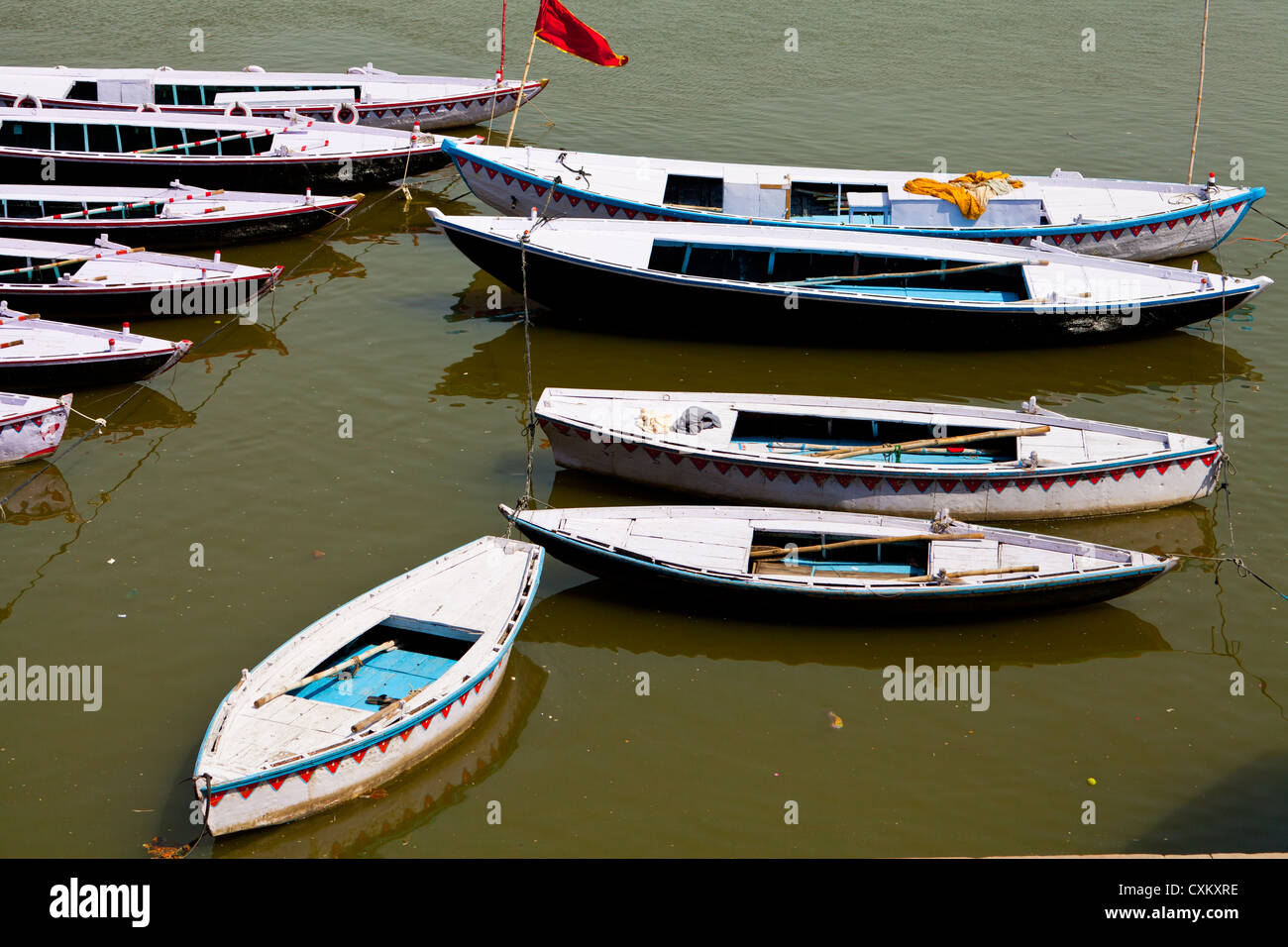 Boats on the River Ganges in Varanasi Stock Photo - Alamy