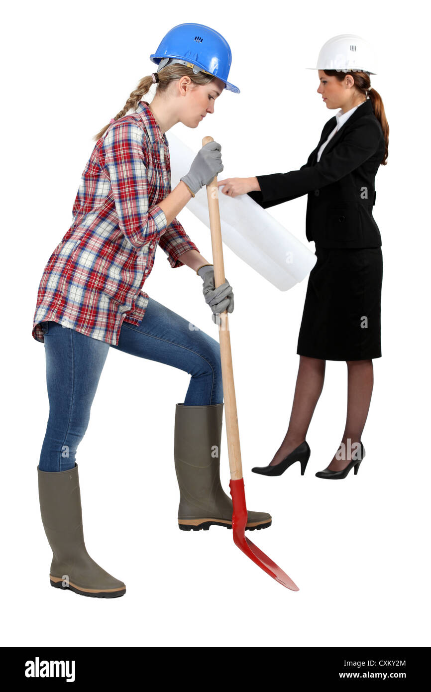 Female construction workers Stock Photo - Alamy