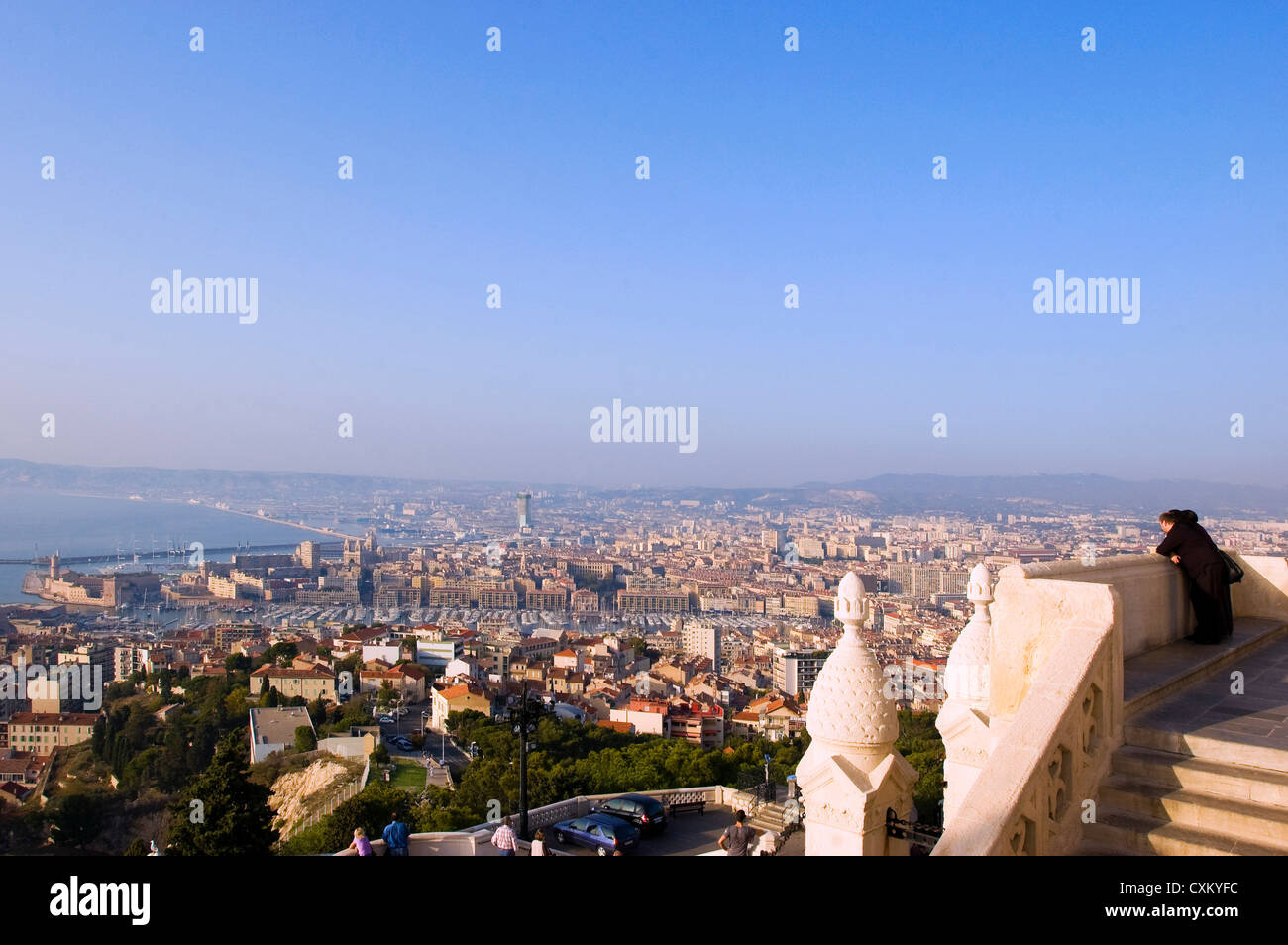 Marseille view of the city from the front of the basilica of Notre Dame ...