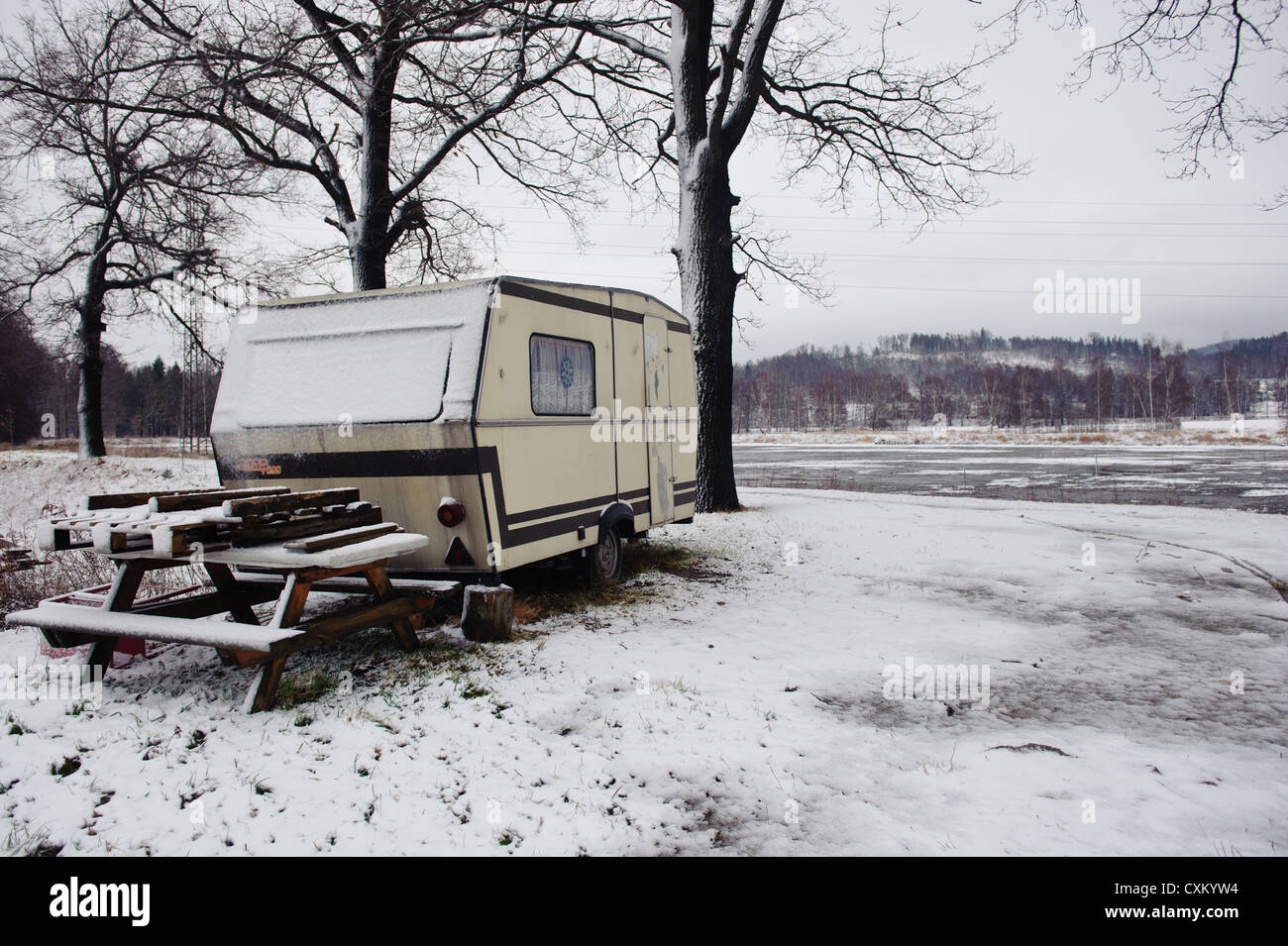 Caravan parked in frozen landscape hi-res stock photography and images ...