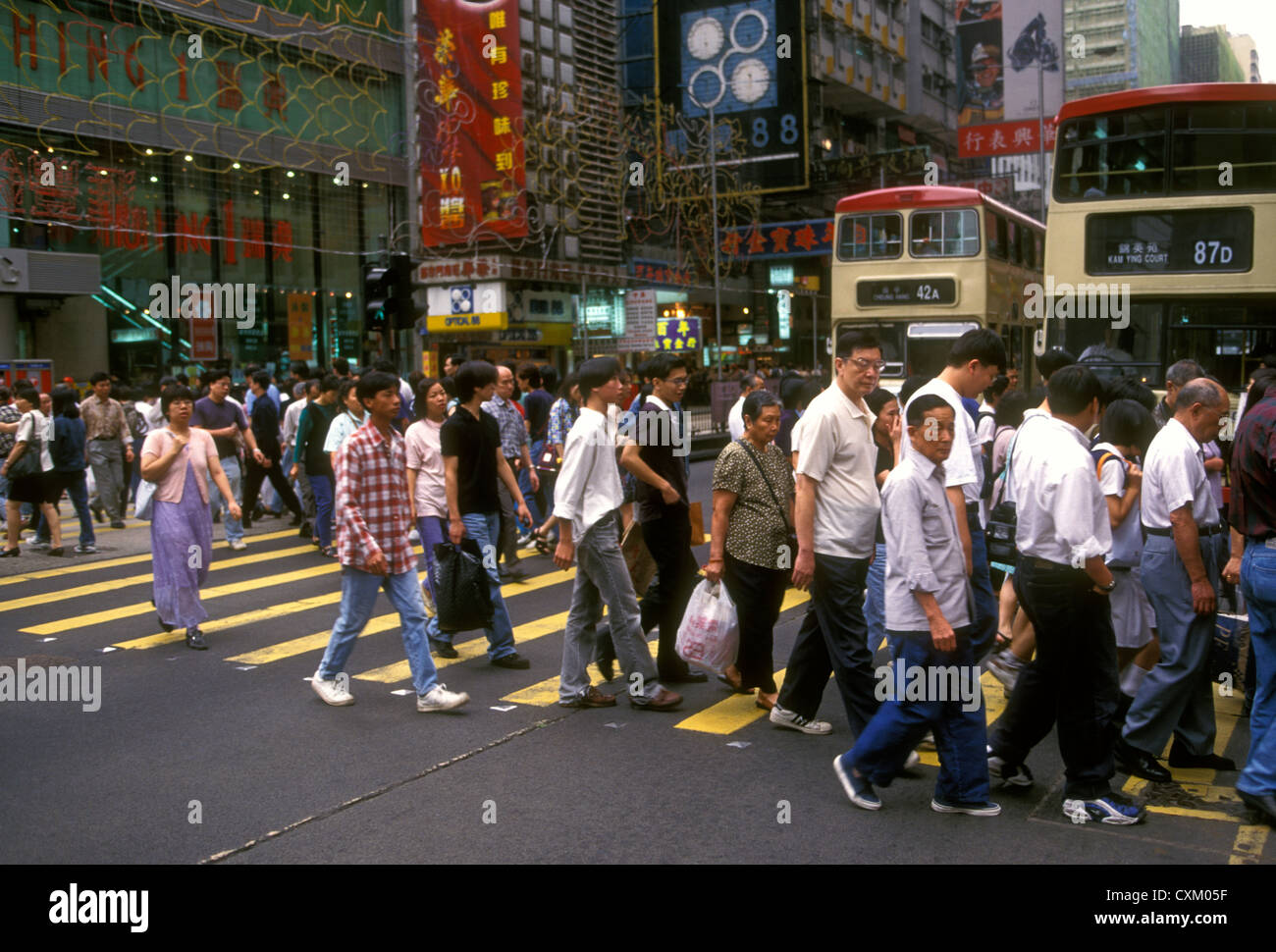 Chinese people, people, crossing the street, crosswalk, traffic ...
