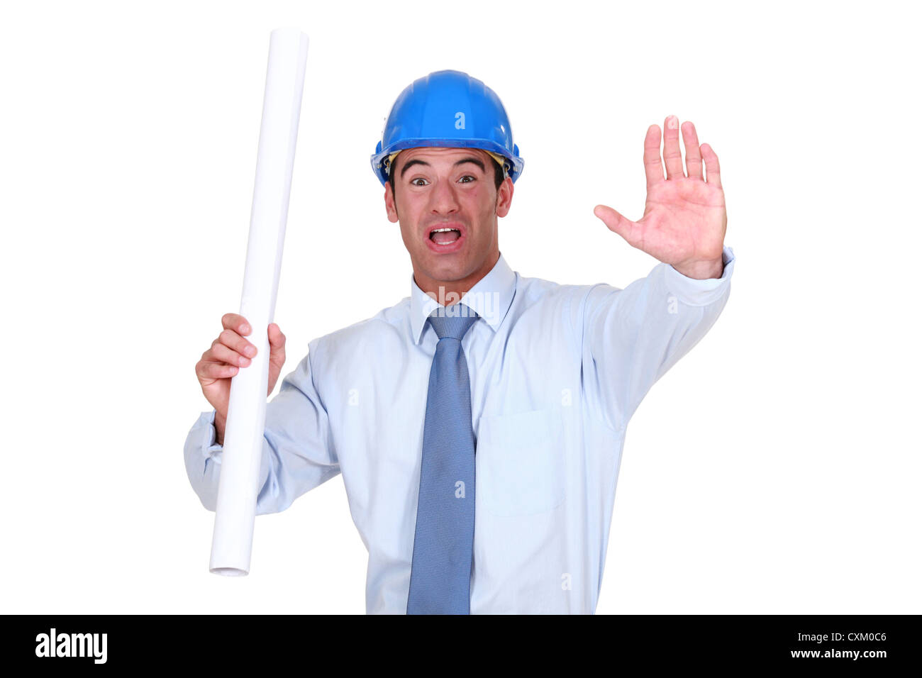 Engineer halting a construction project Stock Photo - Alamy