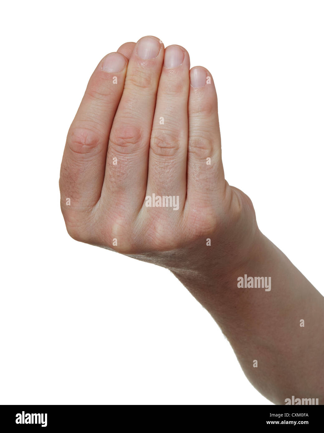 Holding up / showing. Male hand gesture on plain white. Cut Out Stock ...