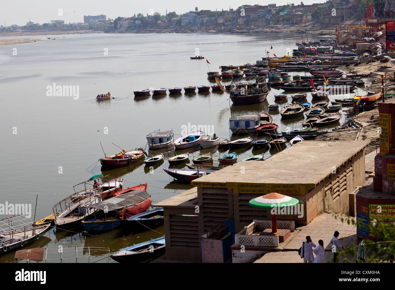 View over the Riverfront of the River Ganges in Varanasi in India Stock ...
