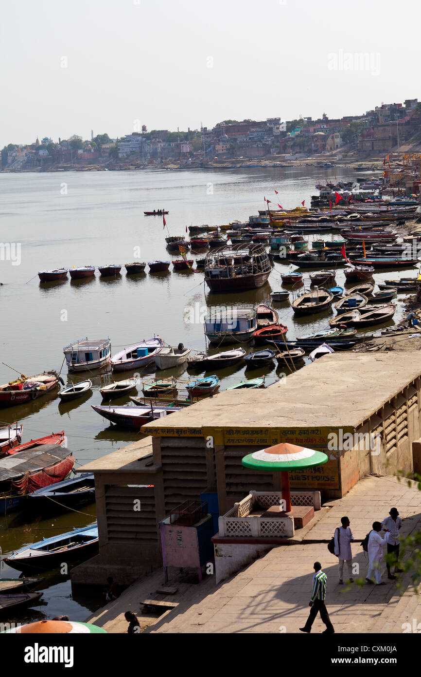 View over the Riverfront of the River Ganges in Varanasi in India Stock ...