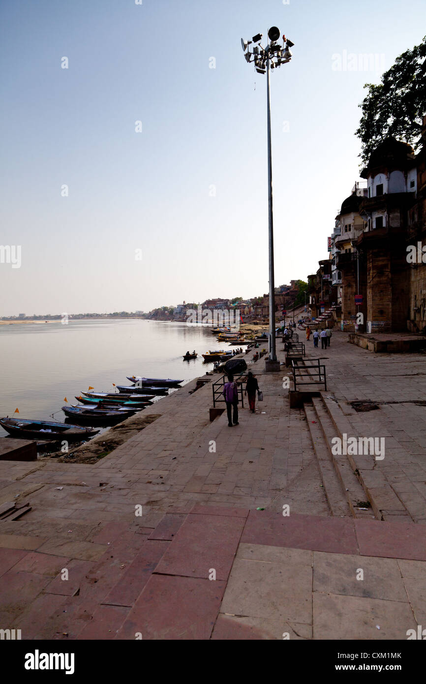 View over the Riverfront of the River Ganges in Varanasi in India Stock ...