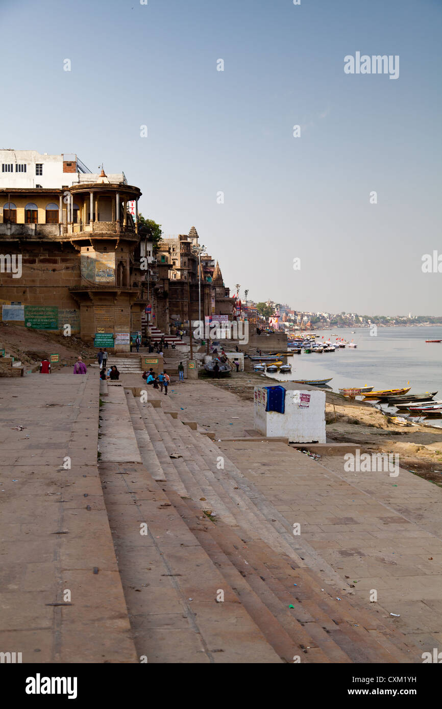 View over the Riverfront of the River Ganges in Varanasi in India Stock ...