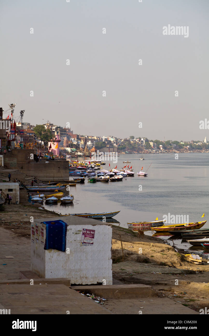 View over the Riverfront of the River Ganges in Varanasi in India Stock ...