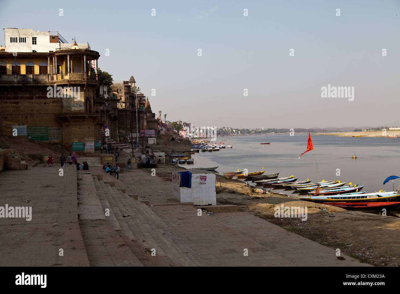 View over the Riverfront of the River Ganges in Varanasi in India Stock ...