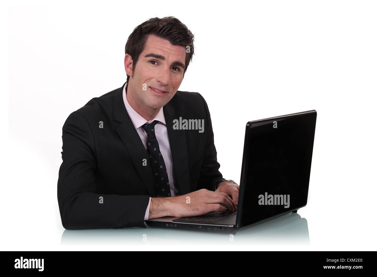 Man with computer in the office Stock Photo - Alamy