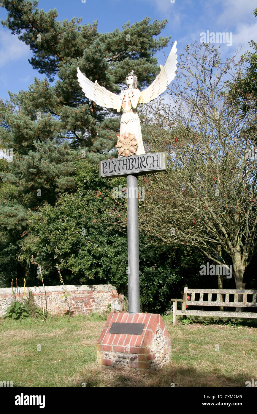 The Angel village sign Blythburgh Suffolk England UK Stock Photo - Alamy