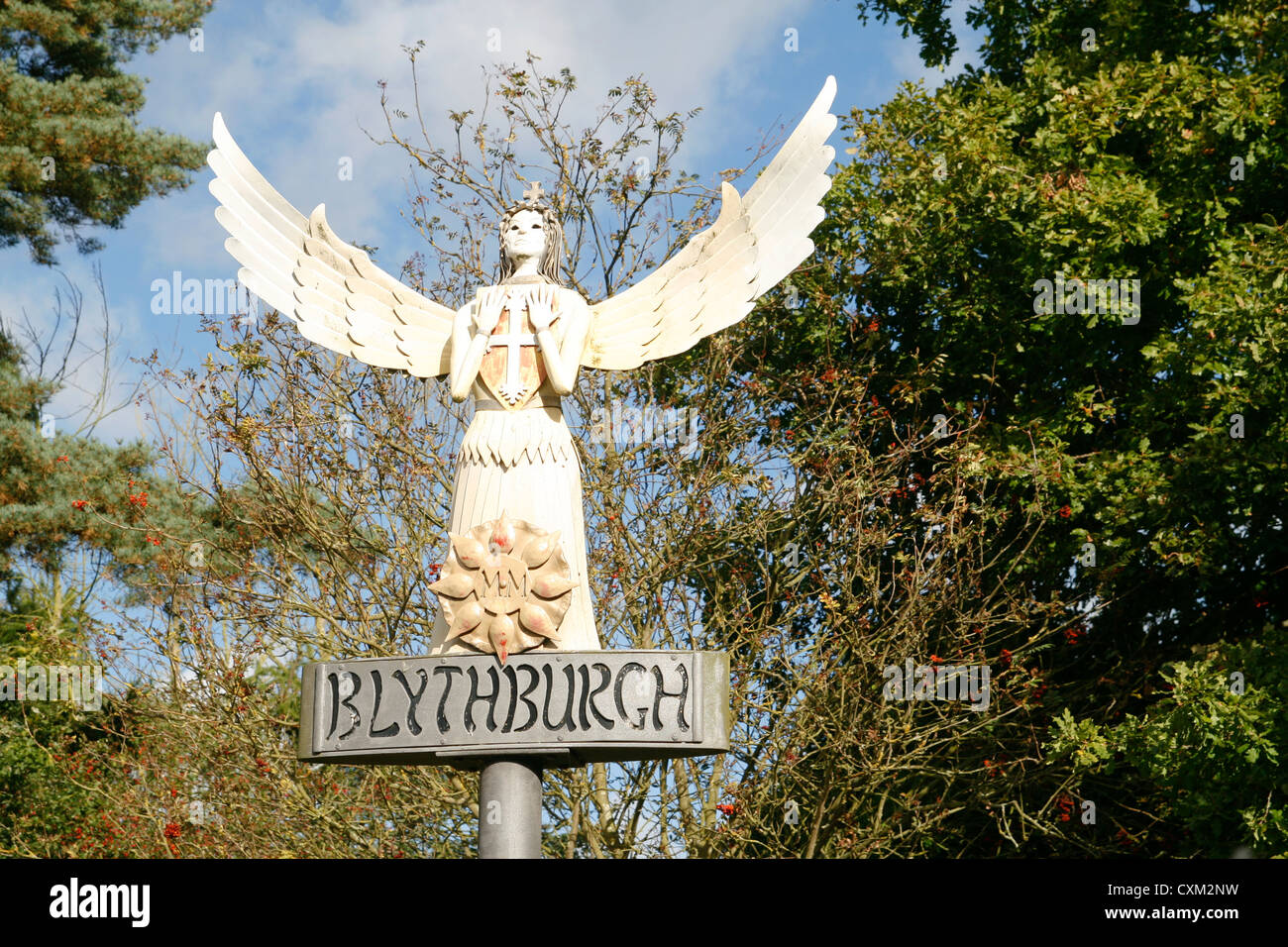 The Angel village sign Blythburgh Suffolk England UK Stock Photo - Alamy