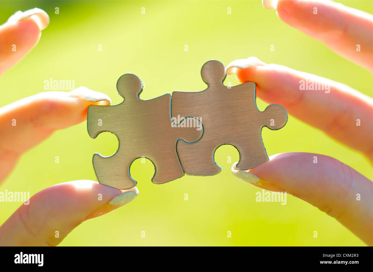 Human hands holding jigsaw pieces hi-res stock photography and images ...