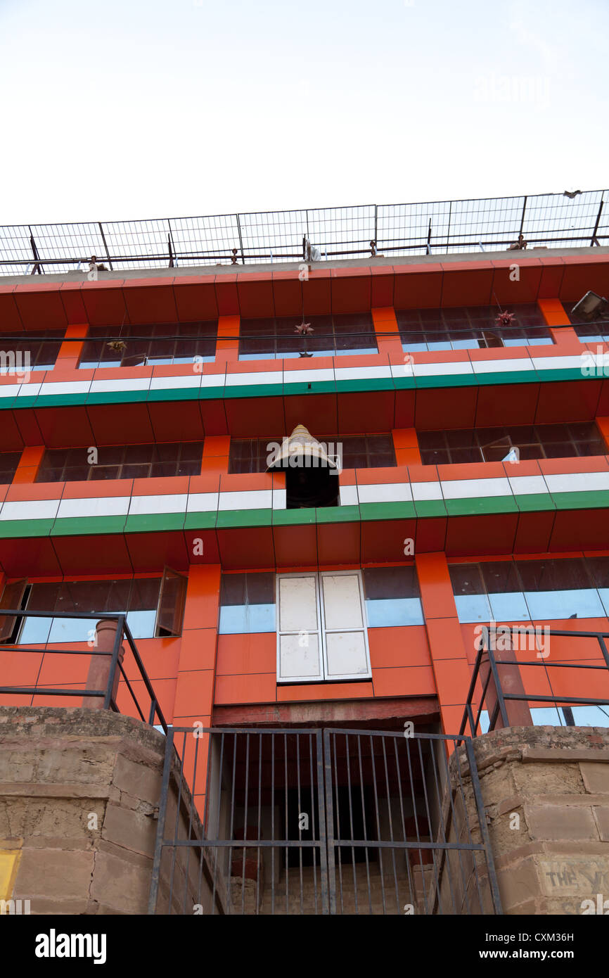 Red Building in Varanasi Stock Photo - Alamy