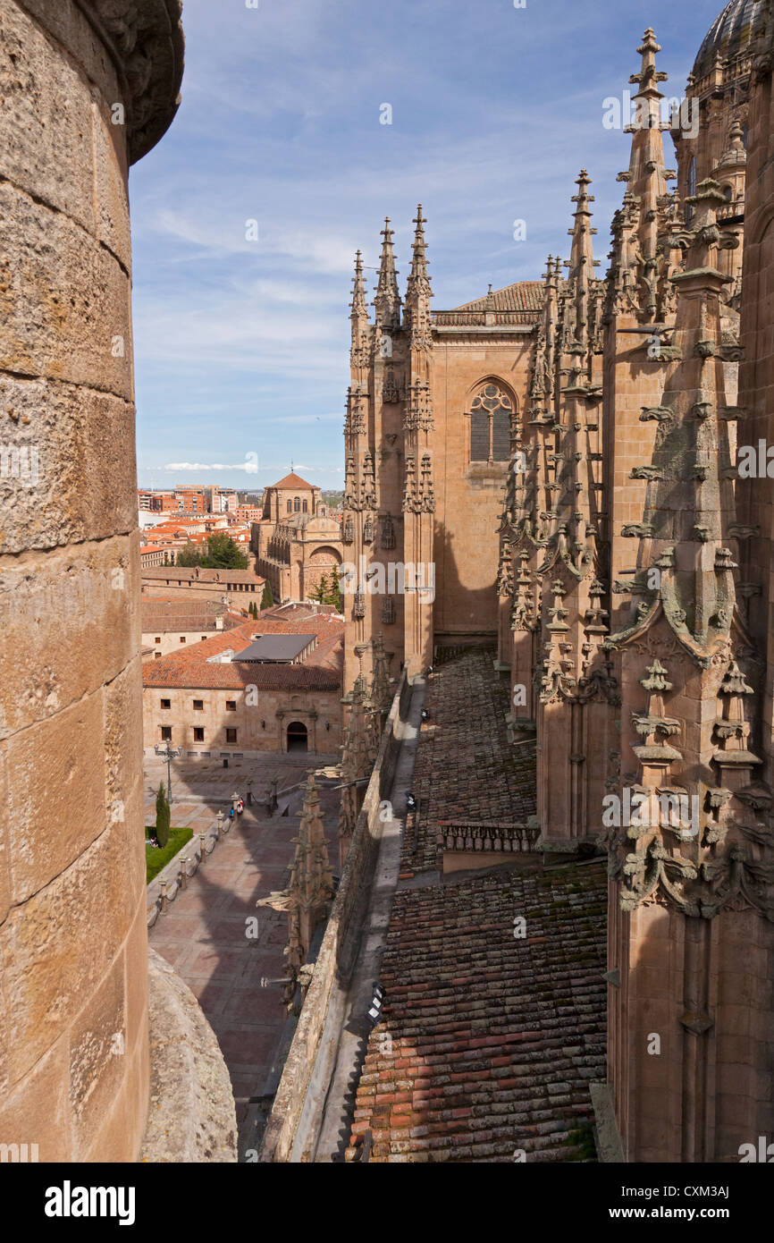 Old Cathedral partial roof view with gothic style architecture and view ...