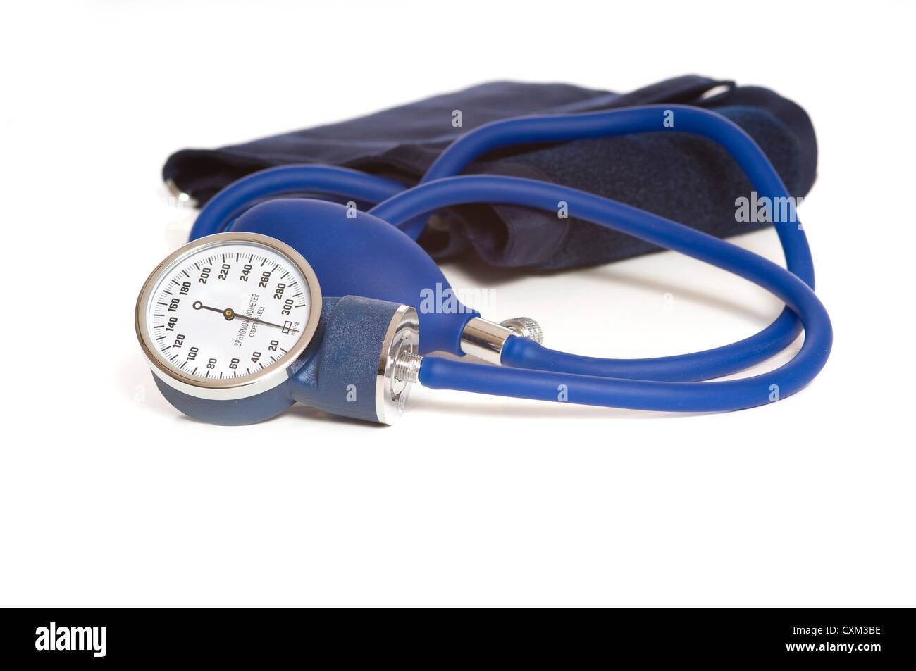 A blue blood pressure monitor or sphygmomanometer, medical device Stock ...