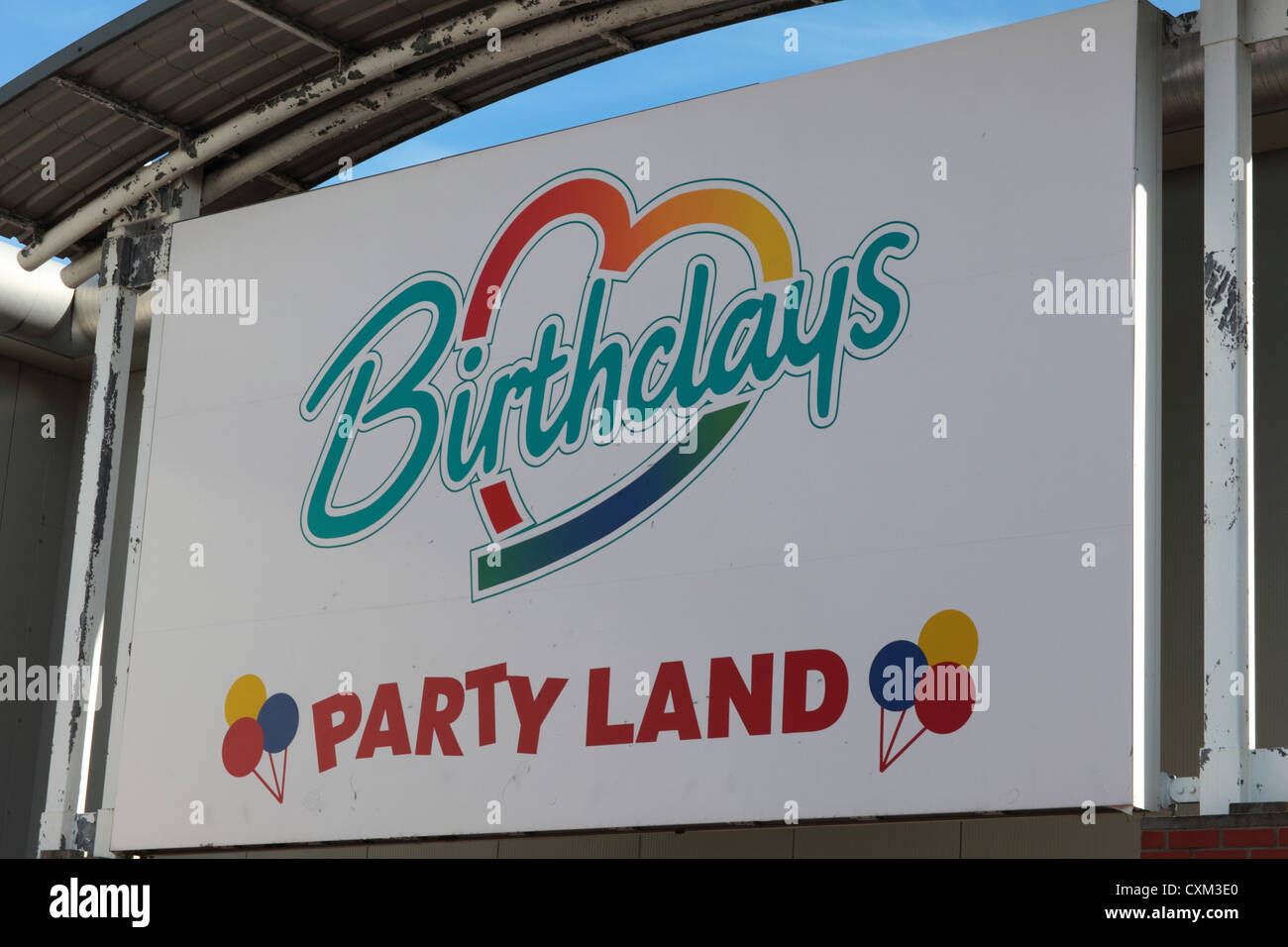 Birthdays Partyland store sign Stock Photo - Alamy