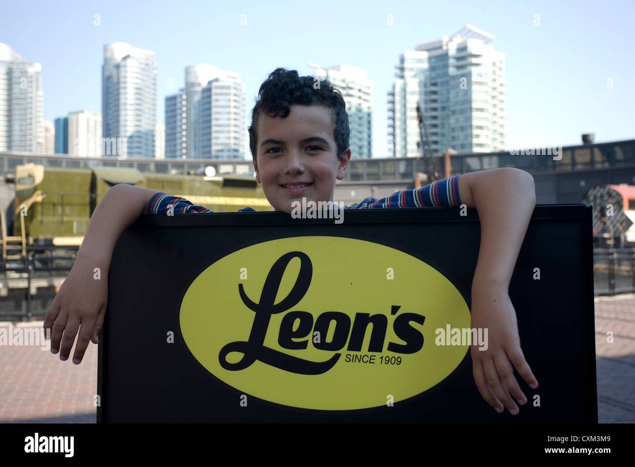Boy called Leon finds a restaurant he likes in Toronto Stock Photo - Alamy