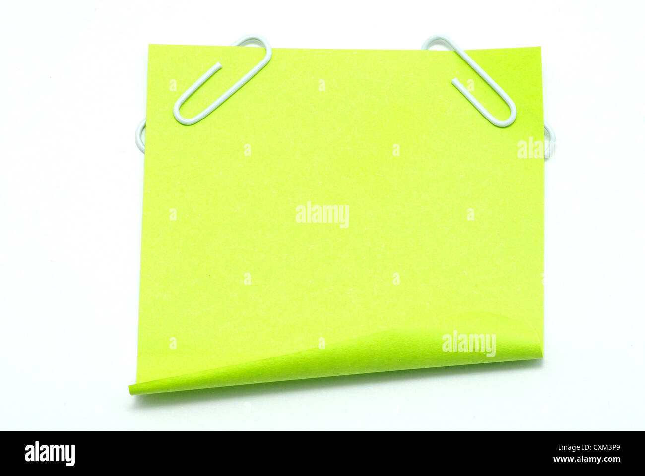 Blank note paper and red paper-clip isolated on white Stock Photo - Alamy