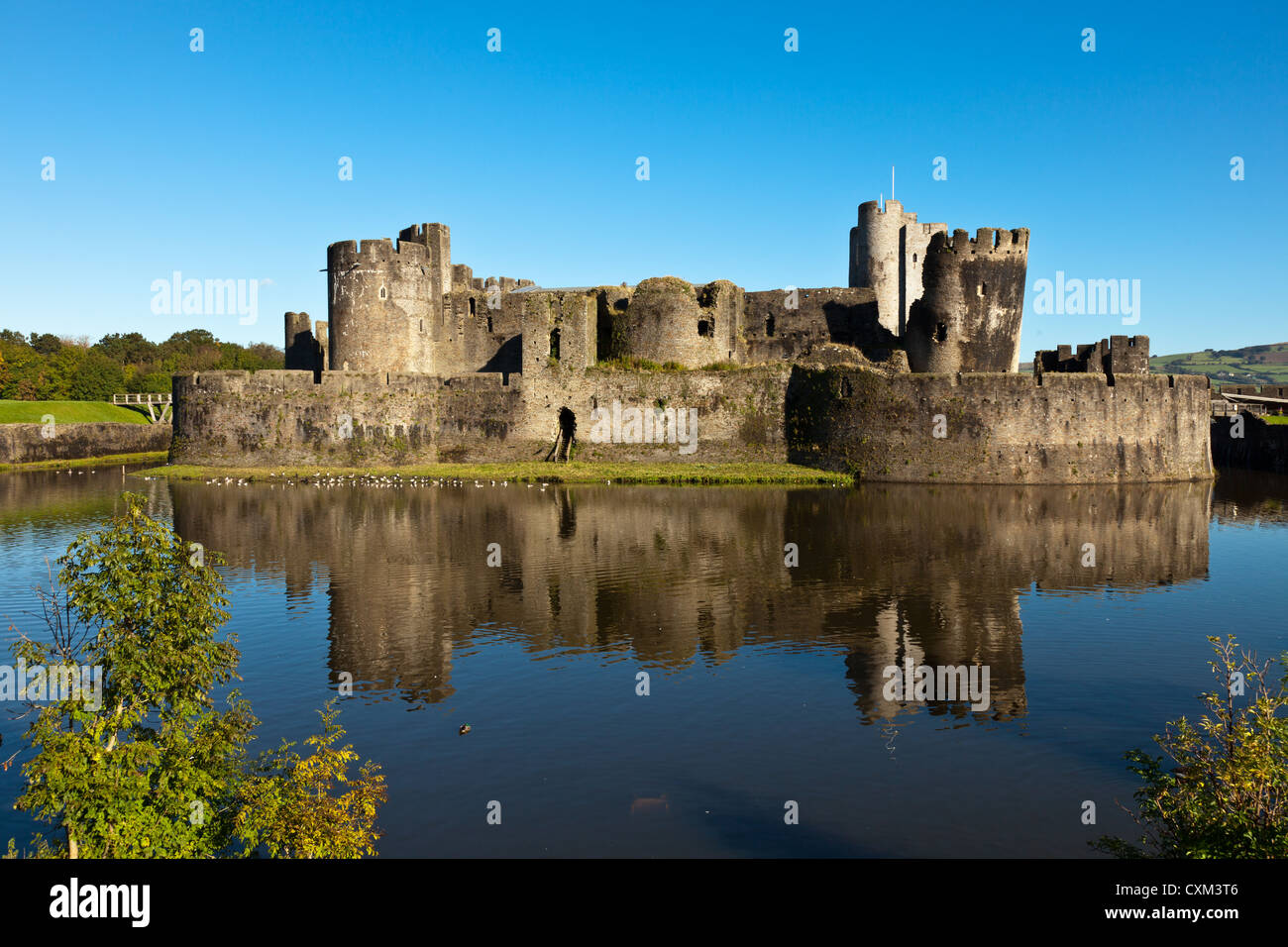 Caerphilly Castle Wales UK,largest castle in Wales and one of the ...