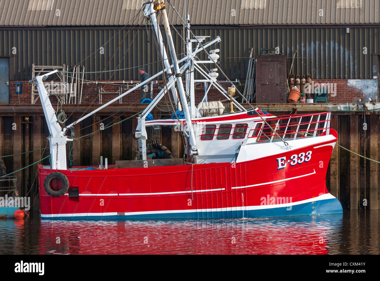 A fishing trawler moored at Parkol Engineering Whitby England UK Stock ...