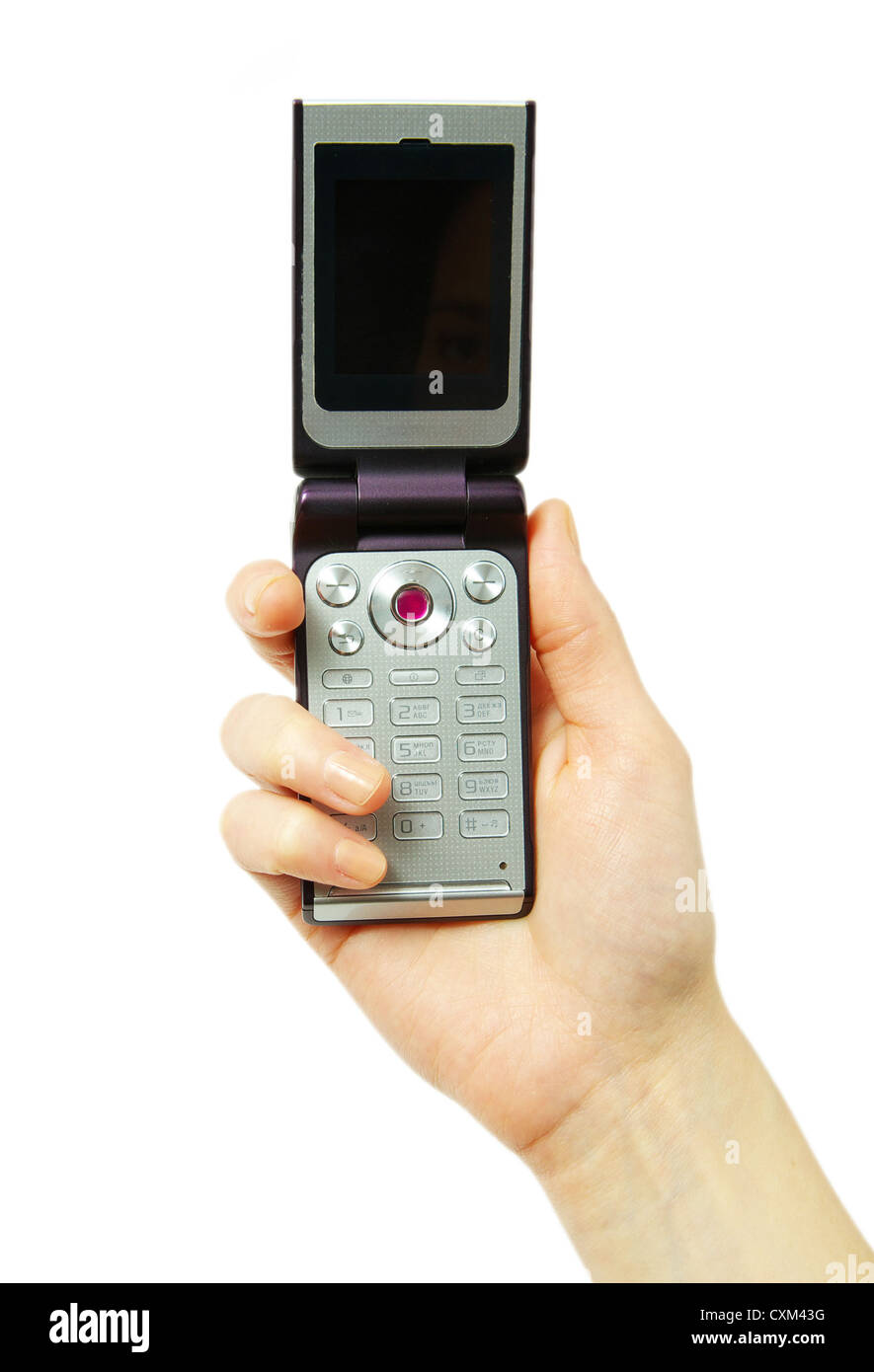 a hand holding a mobile phone for support Stock Photo - Alamy