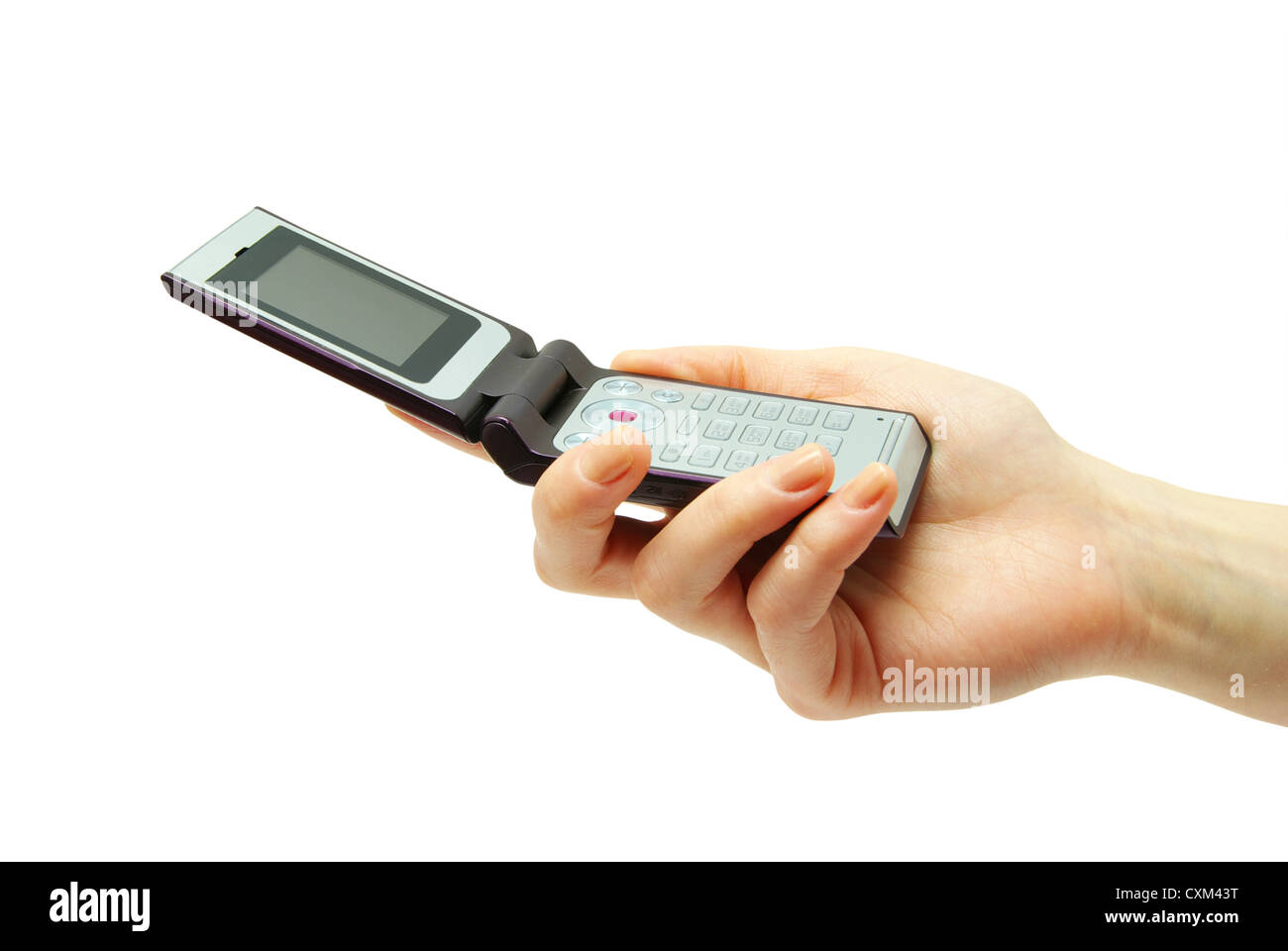 a hand holding a mobile phone for support Stock Photo - Alamy