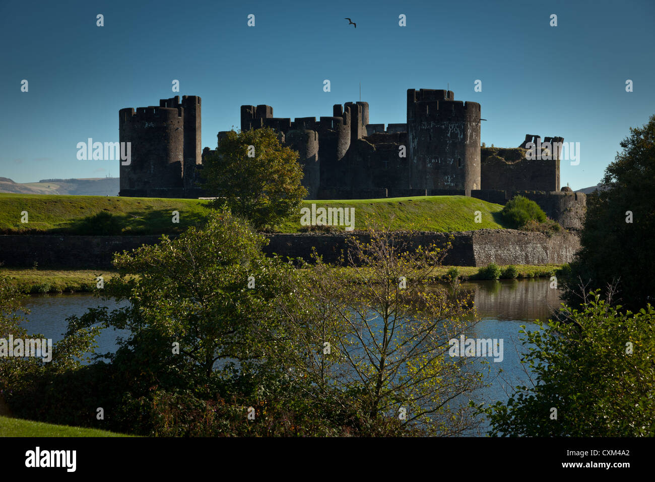 Caerphilly Castle Wales UK,largest castle in Wales and one of the ...